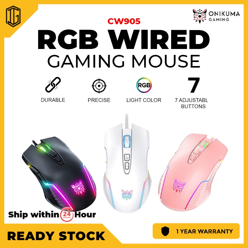 ONIKUMA CW905 Wired RGB Breathing Light Gaming Mouse Durable Precise ...