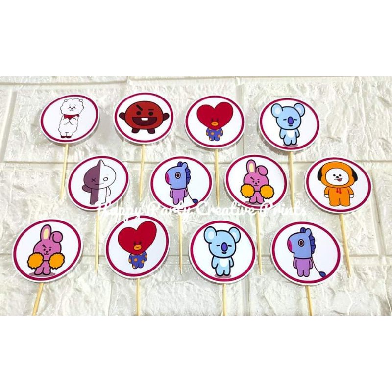 BT21 Round Cupcake Toppers 12pcs | Shopee Malaysia
