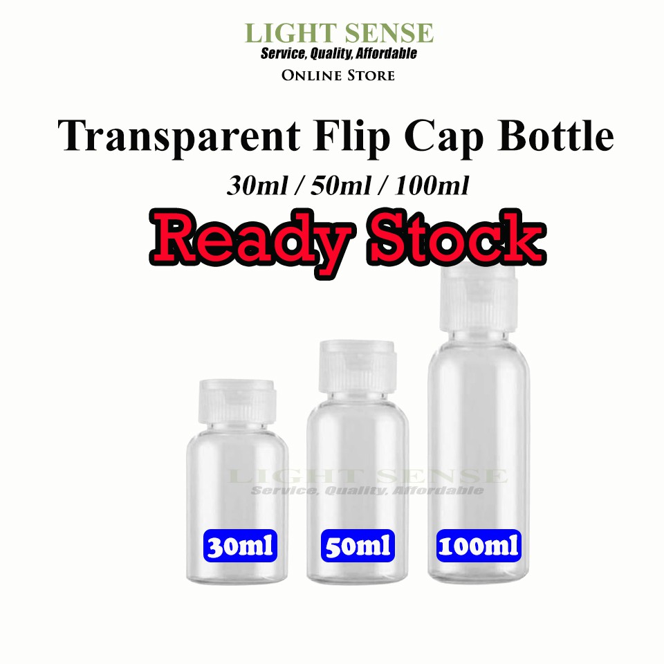 30ml 50ml 100ml Transparent Flip Cap Bottle, Botol Kosong Flip Cap ...