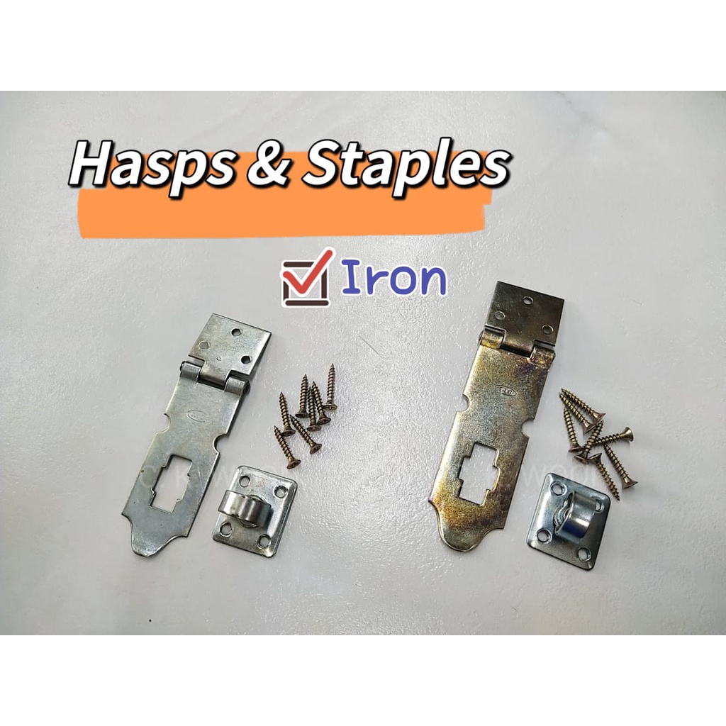 Iron Hasps & Staples /Mangga Besi Pintu for Safety Security Door Bolt ...
