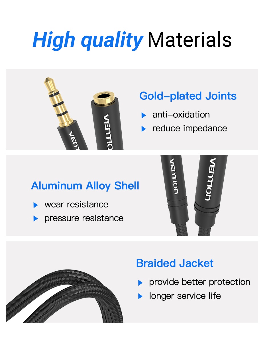 Vention 3.5mm Audio Extension Cable, Male to Female AUX Jack Cable ...