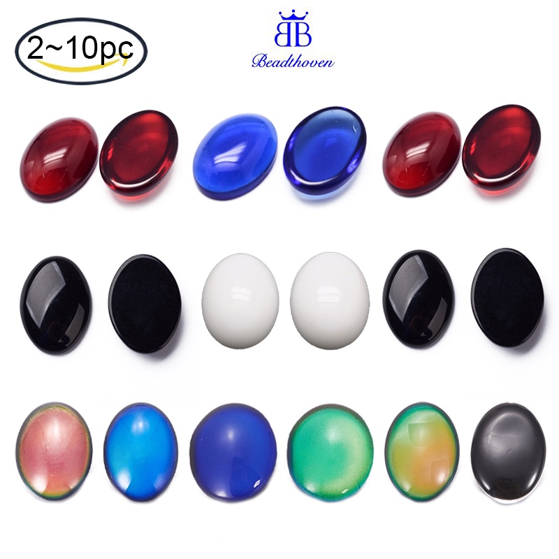 2-10pcs K9 Glass Cabochons Oval Flat Back Cabochons Dark Red 18x13x6mm ...