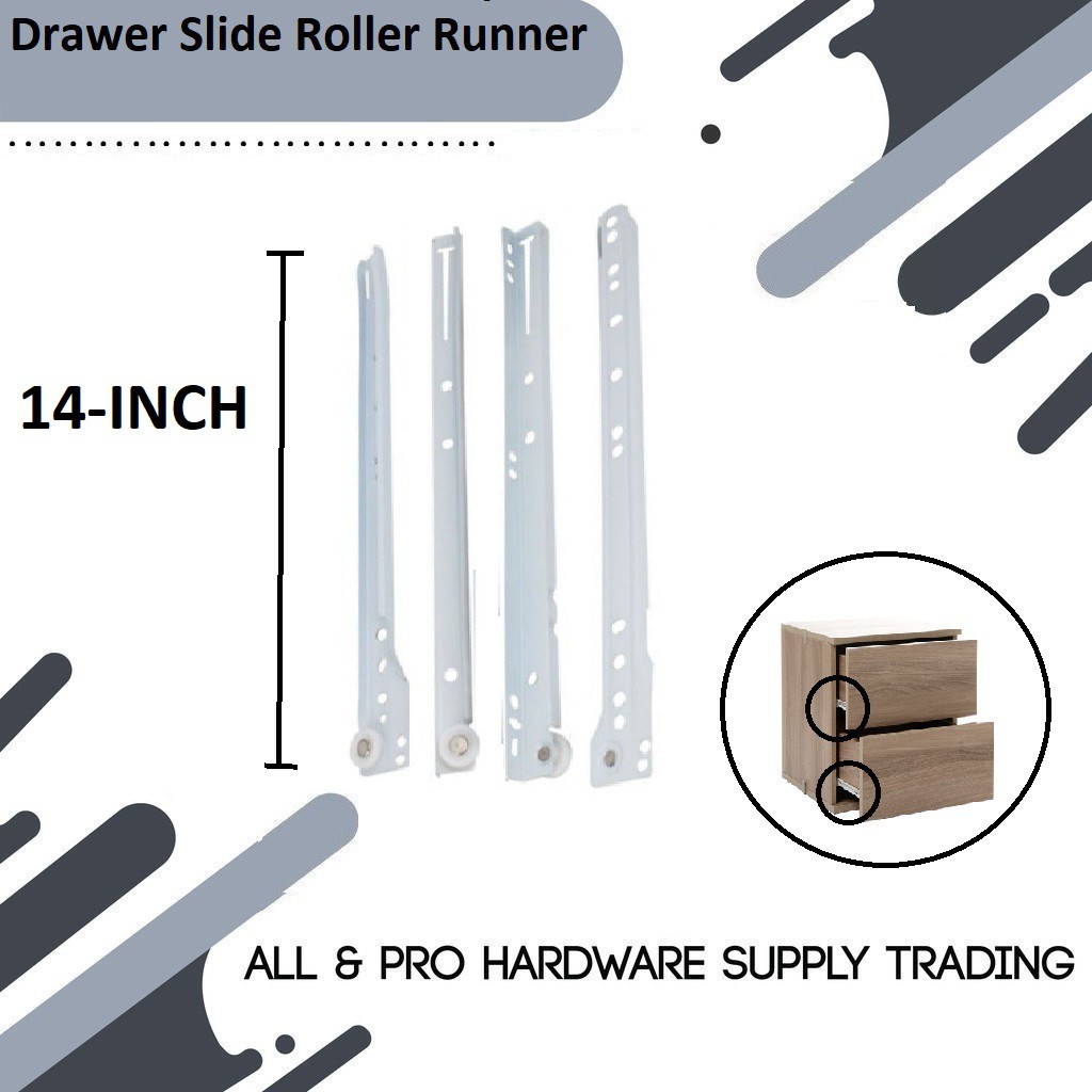 14-INCH Heavy Duty Furniture Drawer Slide Roller Runner Rail Laci ...