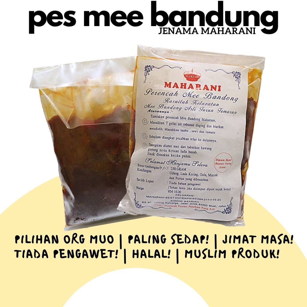 Perencah Segera Mee Bandung Muar Pes Maharani paste sedap murah senang ...