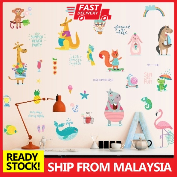 Sticker For Kids Cartoon Animals Kid Room Wall Art Decoration 2D ...