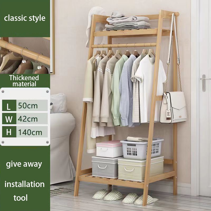 Wooden Clothes drying Rack with Hook Hanger Wardrobe Coat Rack Cabinet ...