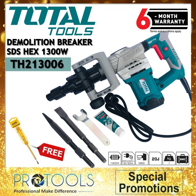 TOTAL TH213006 ( TH2130016 latest model) DEMOLITION BREAKER SDS HEX ...