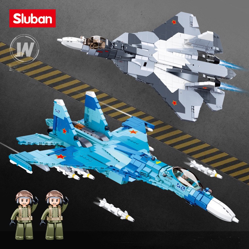 1040pcs Sluban 0985 Military Series Russian Su-27 Fighter Assembled ...