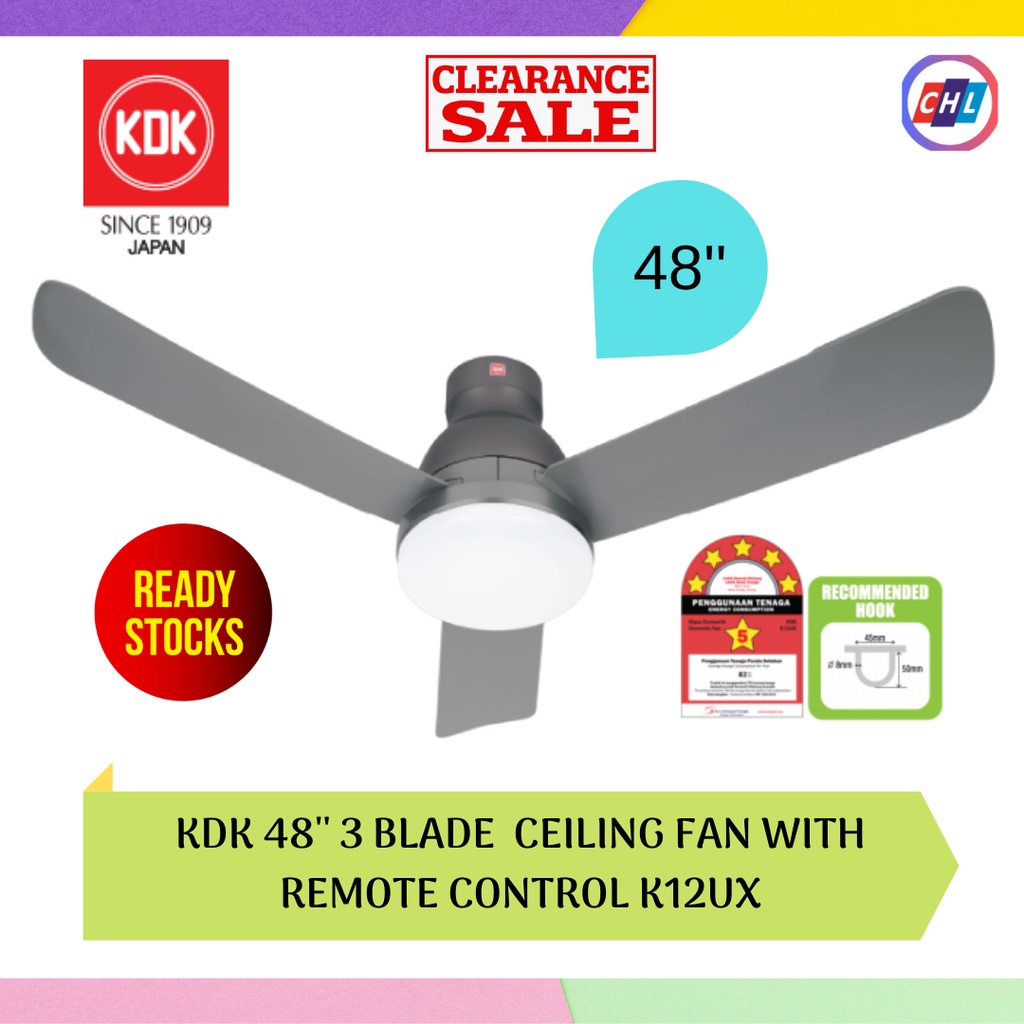 KDK 48'' 3 BLADE CEILING FAN WITH REMOTE CONTROL K12UX ( READY STOCK ...