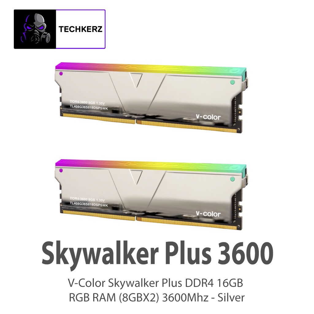 V-Color Skywalker Plus DDR4 16GB RGB RAM (8GBX2) 3600Mhz - Silver ...