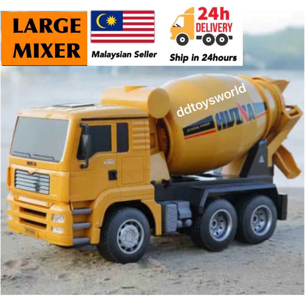 💪1:18💪Remote Control 6CH RC Mixer Truck Engineering Vehicle Electric ...