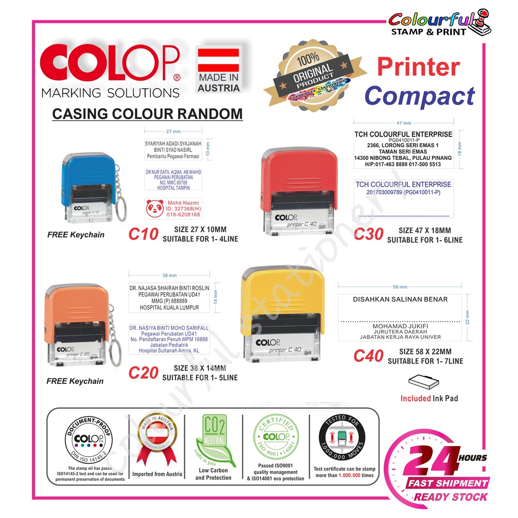 COLOP Printer Compact Self-Inking Custom Made Rubber Stamp(Hospital ...