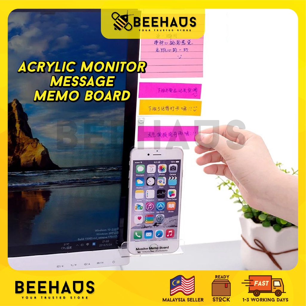Beehaus Acrylic Monitor Message Memo Board | Computer Monitor Side ...