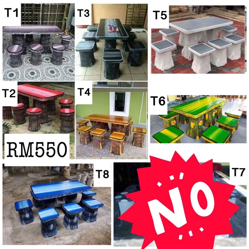 ORDER WSP FREESHIPPING 0179700720 Set Meja Batu Panjang Kerusi 8 Biji ...