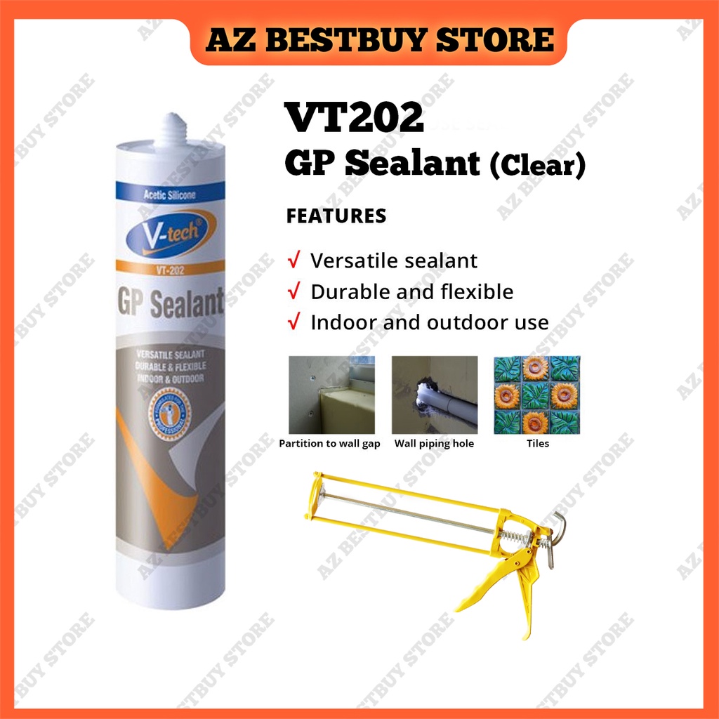 V-Tech VT-201 All Purpose Sealant (Clear) Acetic Gam Aquarium Cermin ...