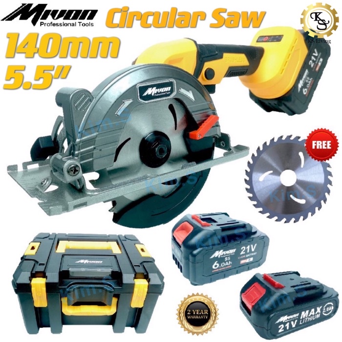 Kim.S Mivon 140MM (5.5”) Cordless Circular Saw MVCSBL 6.0Ah Battery ...