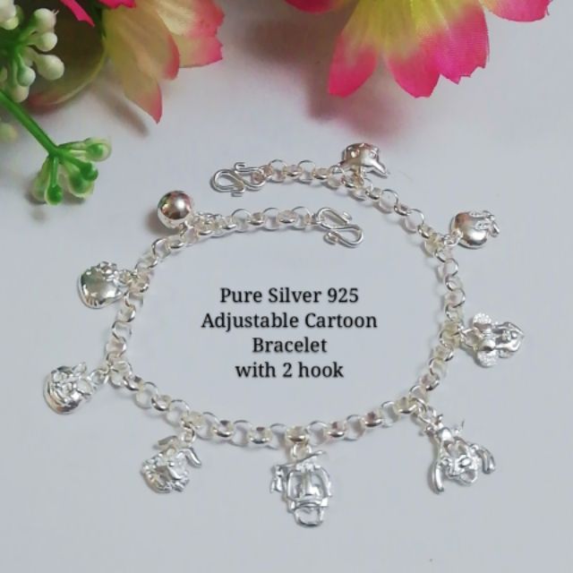 Pure silver 925 adjustable bracelet L18.5cm panjang | Shopee Malaysia
