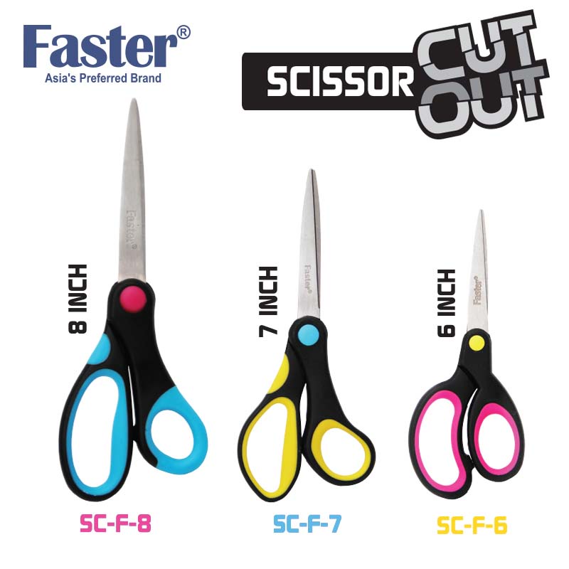 Faster Sc F 678 Cut Out Scissors 6 7 8 Inch For School Office Work 1 Pccard Shopee Malaysia