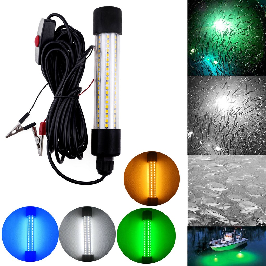 1200LM 5M LED Submersible Fishing Light Deep Drop Underwater Fish Lure Bait Finder Lamp Squid ...