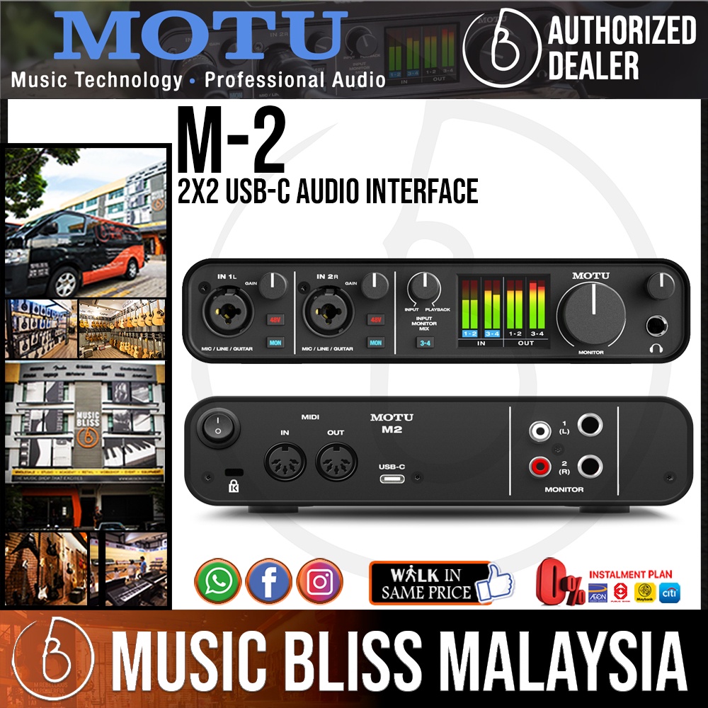 MOTU M2 2x2 USB-C 2-Channel Audio Interface for Mac, PC & Mobile Phone ...