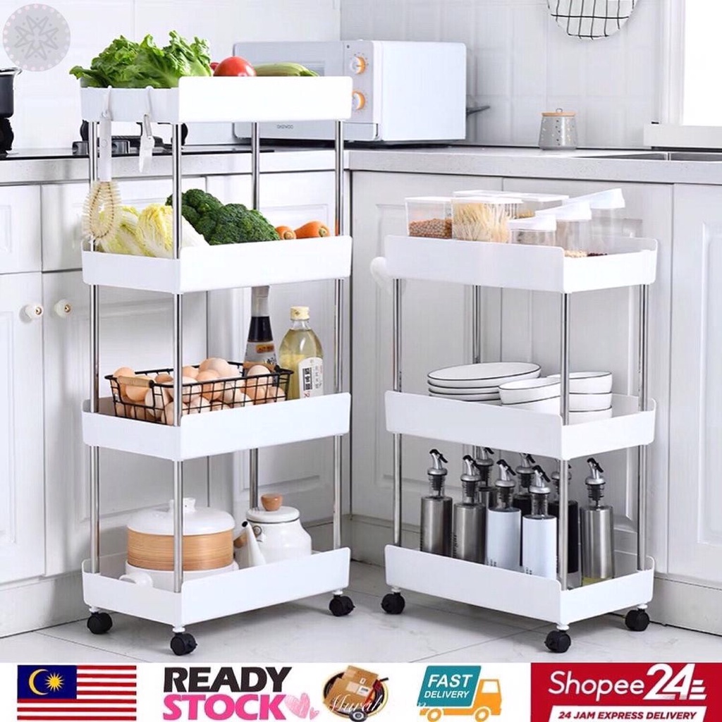 New Design 3/4 Tiers Kitchen/Dapur Troley Rack Trolley Dapur Bathroom ...