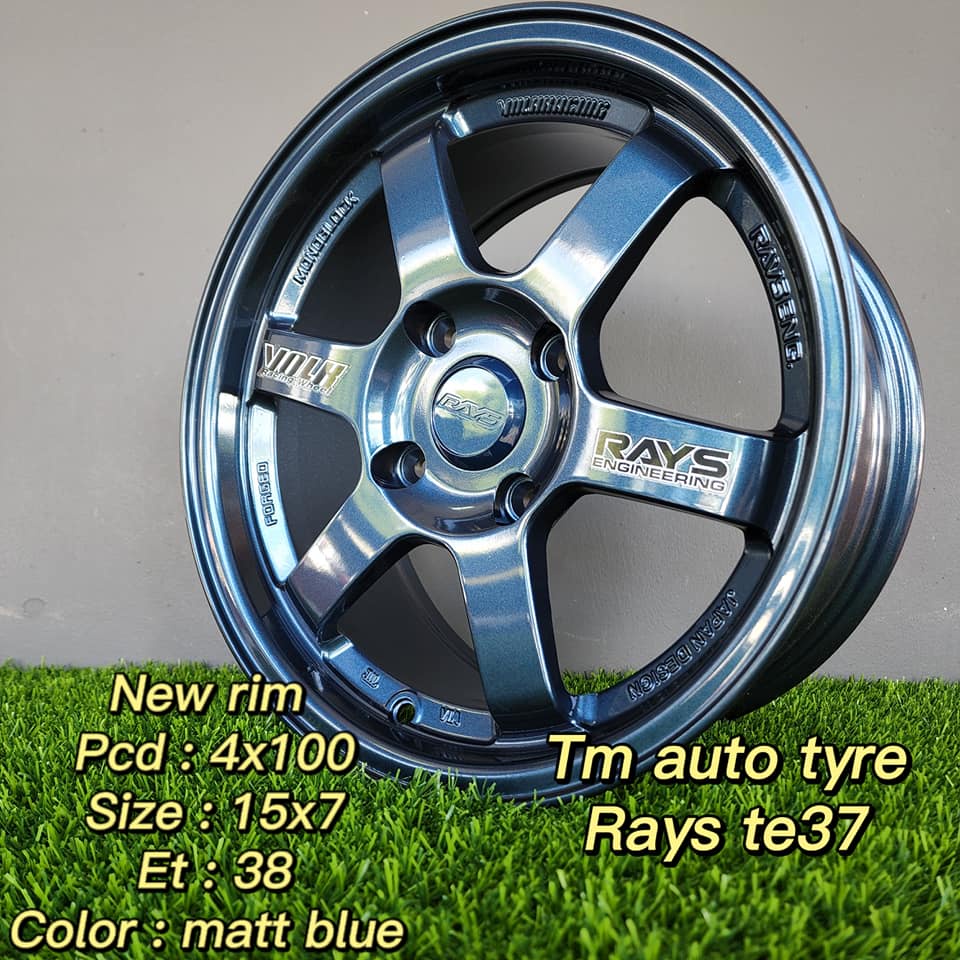 Rays Te37 Matt Blue NEW SPORT RIM 🔥🔥15x7 Et38 4x100 Johor Baru | Shopee Malaysia