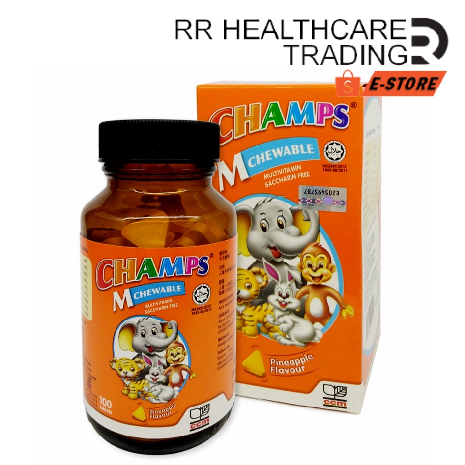 Champs Multivitamin Pineapple Flavour 100’s Chewable Tablets | Shopee ...
