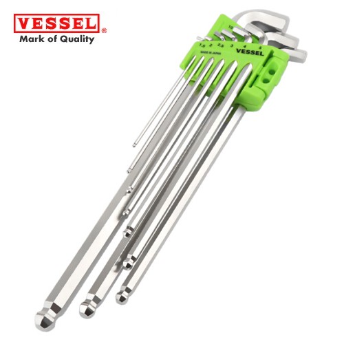 VESSEL No.8209BP-L 1.5mm-10mm Metric Short Arm Stubby Allen Key Set ...