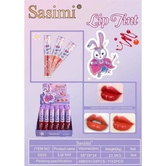 1 Box =24pcs Sasimi Smooth Touch Rich Redering Lip tin 1box 24pcs ...