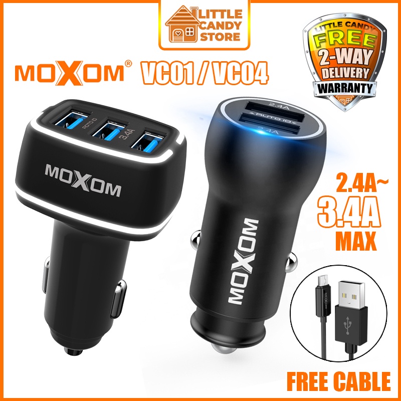 LED Car Charger 3 USB 3.4A Dual USB 2.4A Auto ID Safe Fast Charging ...