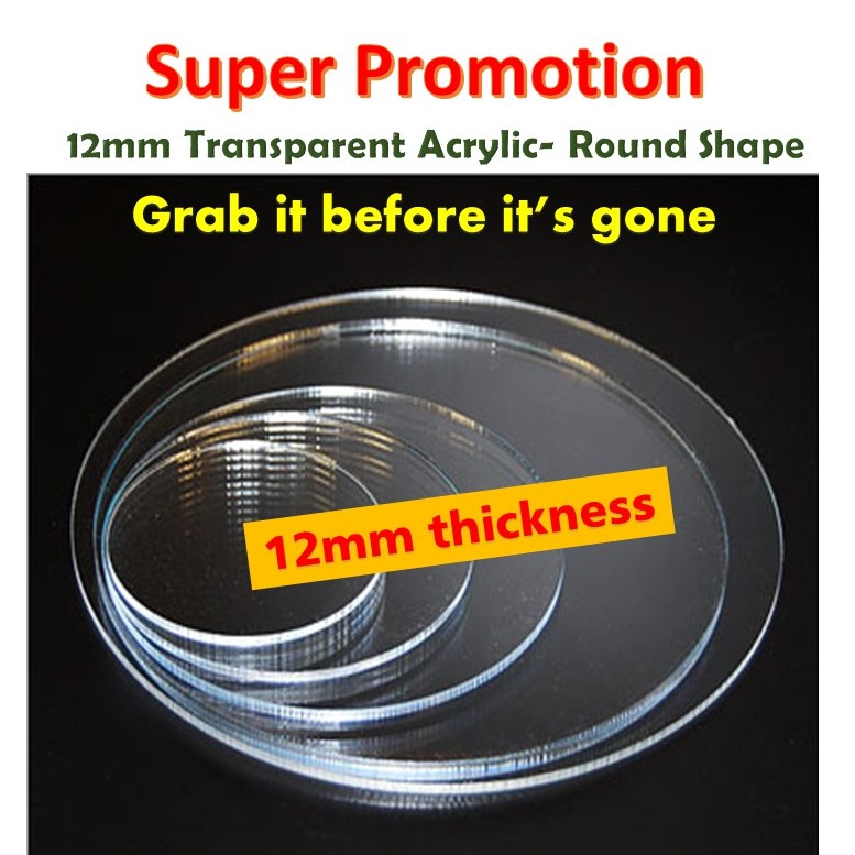 12mm thickness Transparent Acrylic sheet - Round Shape-DIY project ...