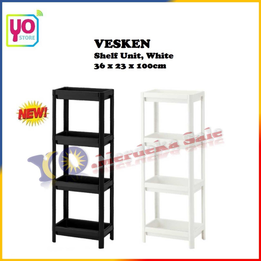 IKEA VESKEN Shelf Unit (White Colour) 36cm x 23cm x 100cm | Shopee Malaysia