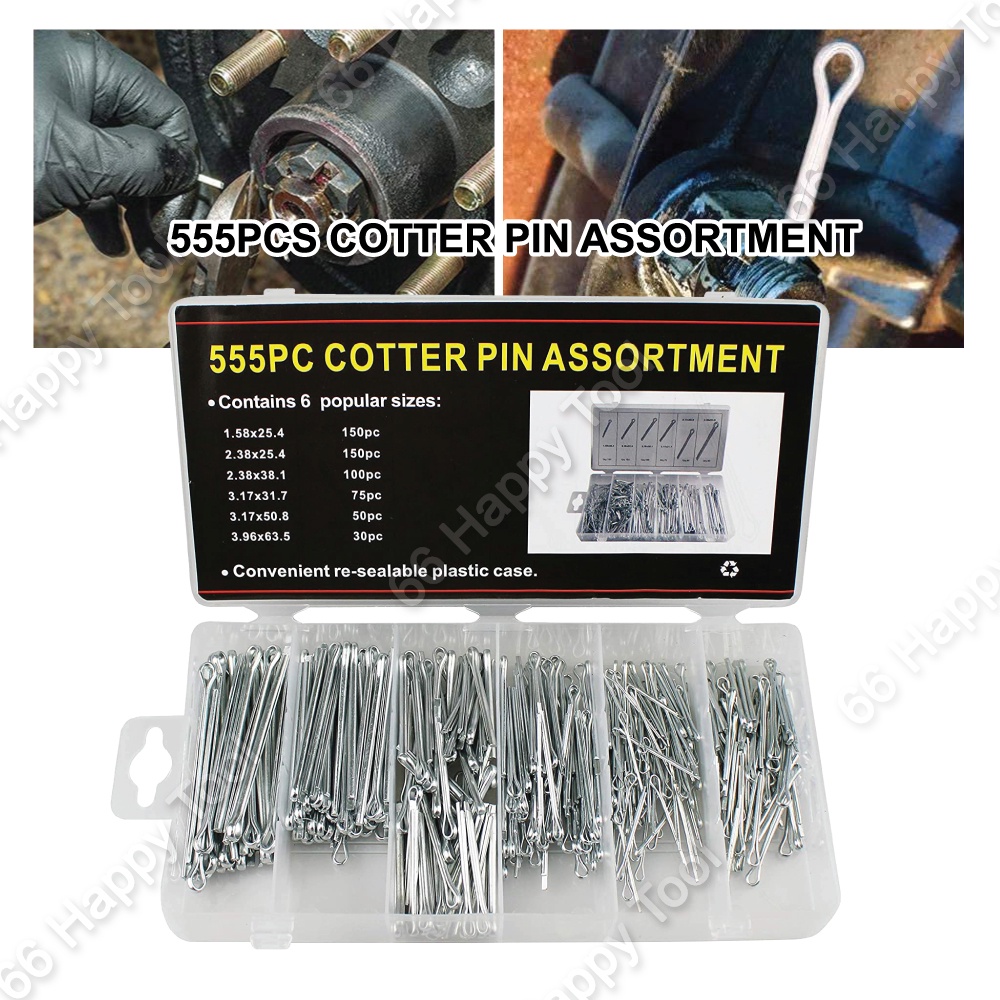 555pcs Cotter Pin Assortment 6 Popular Size Durable Universal Fastening ...