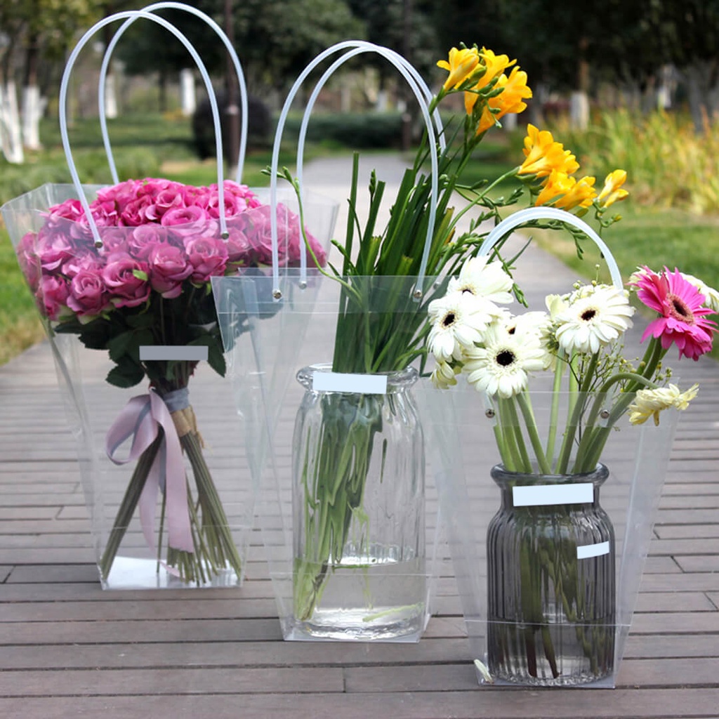 SHIOK S/L/XL/XXL/01 Clear Transparent Trapezium Bag For Flower ...