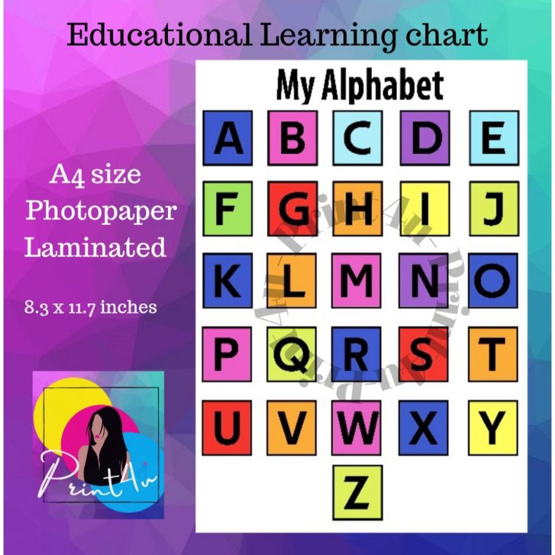 my Alphabet chart Learning materials Laminated A4 | Shopee Malaysia