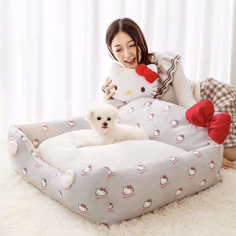 【Ready Stock 现货】Sanrio Hello Kitty Pet Bed Dog Bed Soft Kennel Bed Cat ...