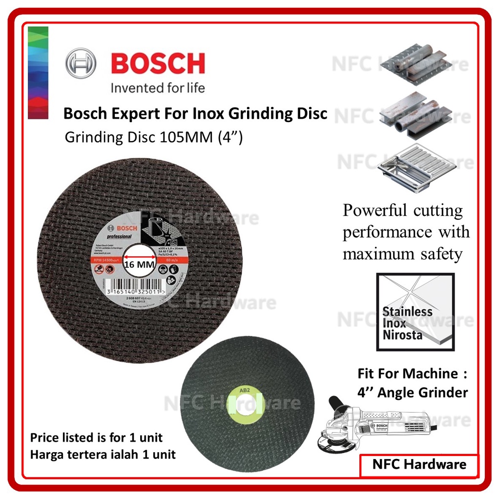 Bosch Expert For Inox Grinding Disc 105MM (4”) | Shopee Malaysia