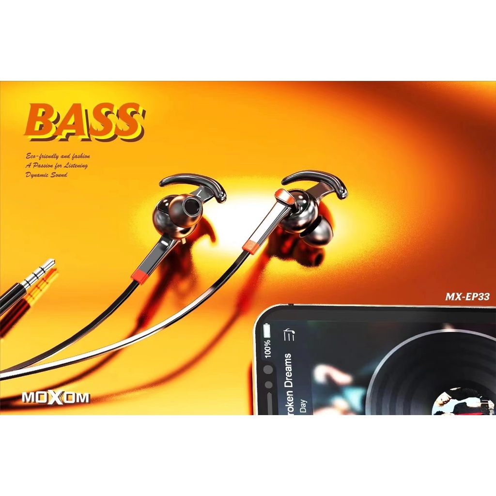 Moxom Original Dyanamic Bass audio music earphone with mic in ear ...