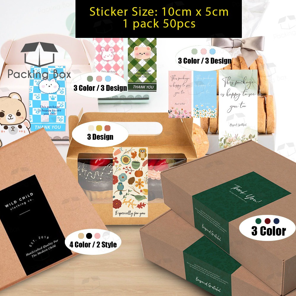 50PCS Sealing Stickers Thank You Sticker Waterproof Rectangle Size ...