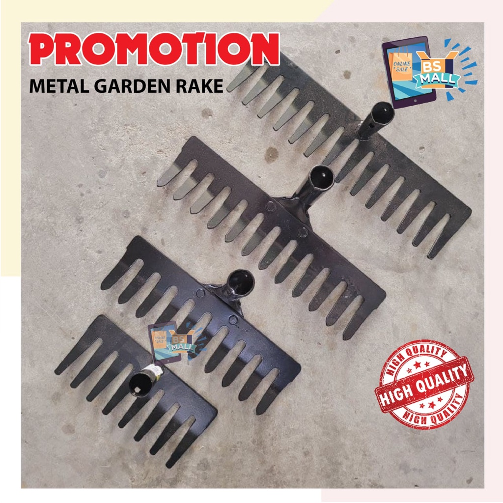 BS MALL Black Steel Metal Garden Grass Leaves Leaf Lawn Rake Gardening ...