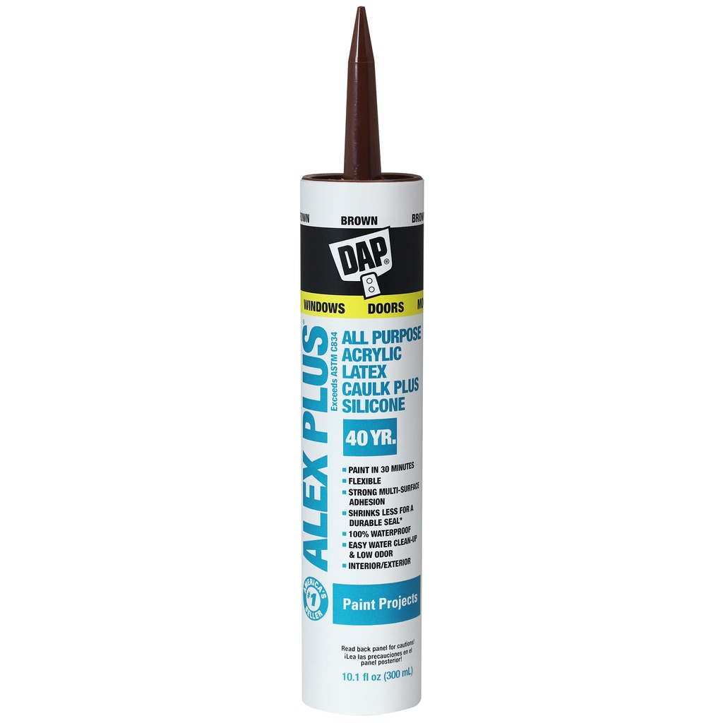 🇺🇸 DAP Alex Plus All Purpose Acrylic Latex Caulk Plus Silicone Brown ...