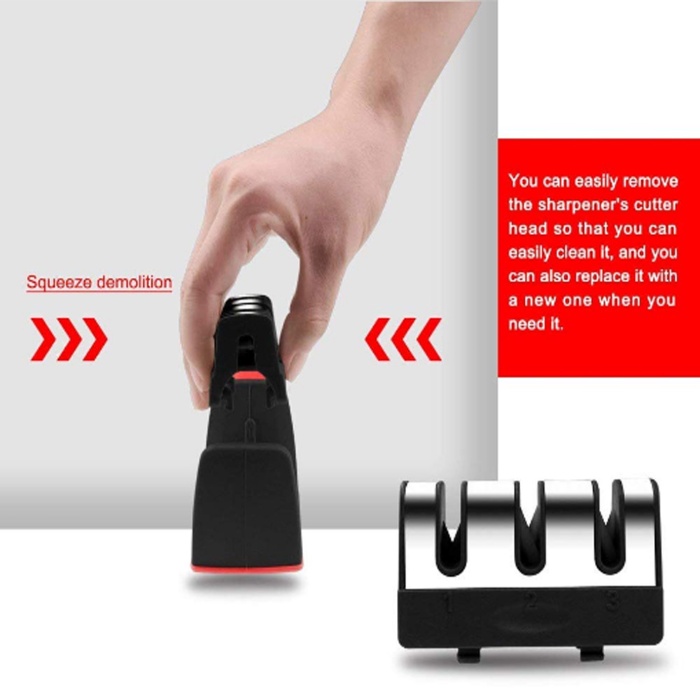 Knife Sharpener 3 Stages Stainless Steel Kitchen Tools Pengasah Pisau ...