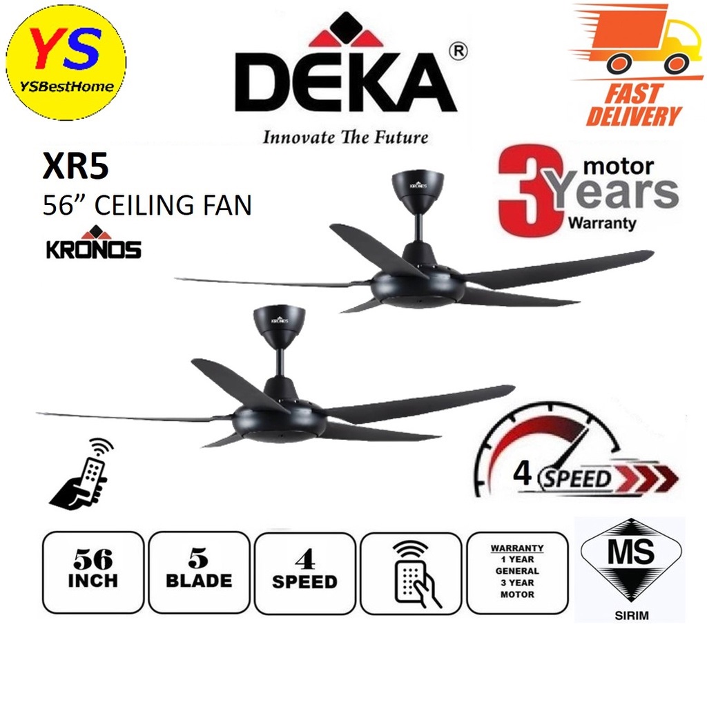 DEKA DX56(NEW) / XR5 / XR10 4 SPEED 5-Blade Ceiling Fan 56'' With ...