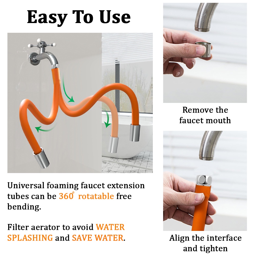 Borong365 Universal Rotating Flexible Water Tap Hose Faucet Extension ...