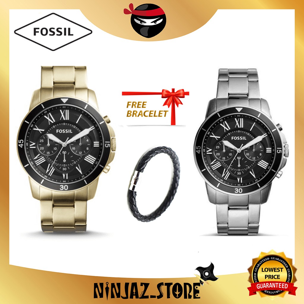 [🔥Malaysia 3Years Warranty🔥] Fossil Grant Sport Chronograph Silver Gold ...