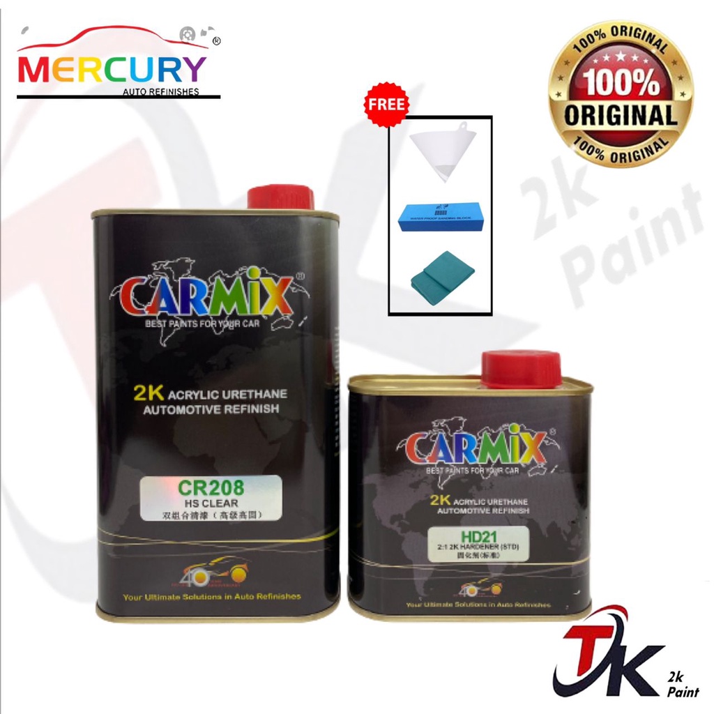 CARMIX CR208 HS 2:1 2K CLEAR (1 LITRE) WITH HD21 2:1 2K HARDENER (500ML ...