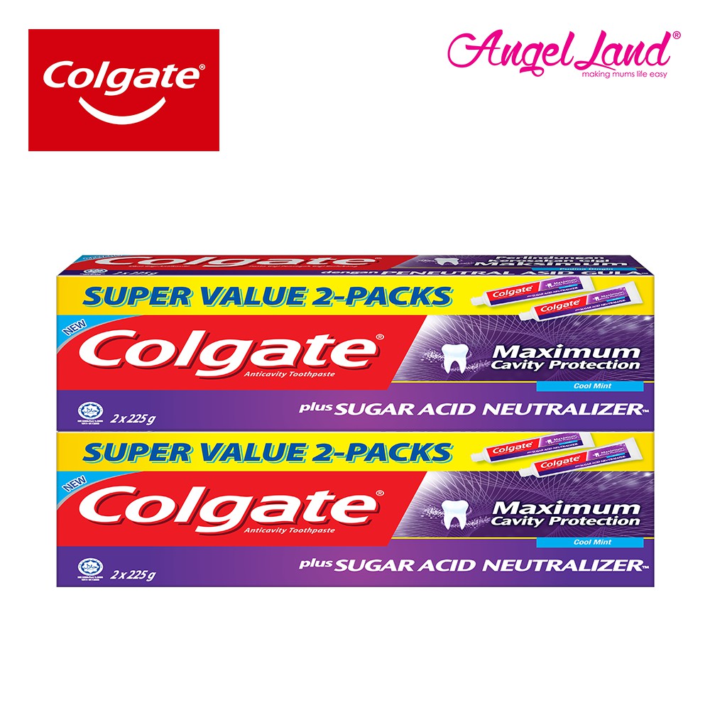 Colgate Sugar Acid Neutraliser Cool Mint Toothpaste 225gx2 [Bundle of 2 ...