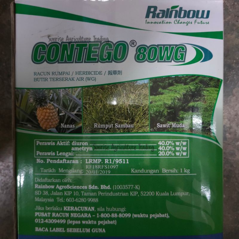 1kg Contego 80WG / R.Rumput / Rainbow / diuron 40% / ametryn 40% ...