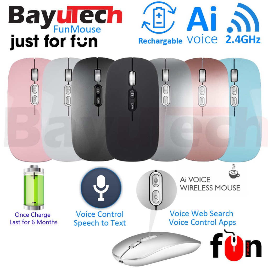 FunMouse M103 Rechargeable Wireless AI Intelligent Voice Recognition 5 Button Silent Mouse , ON ...