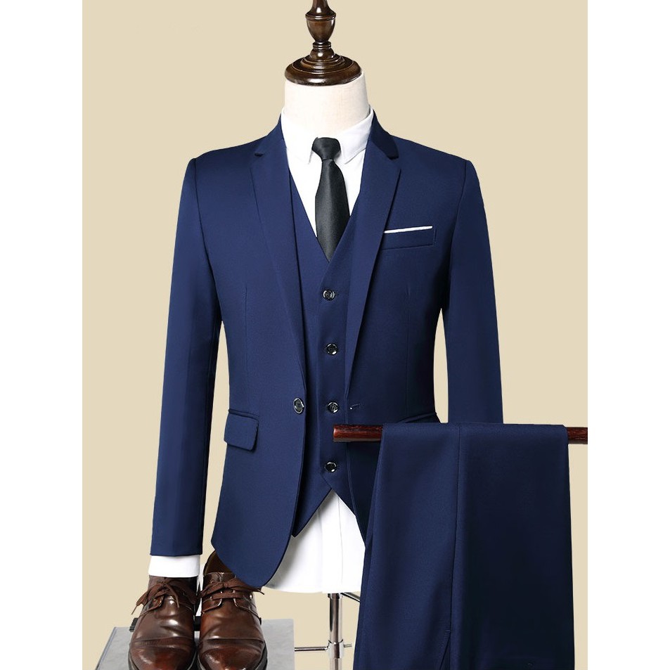 3 IN 1 Top Grade Formal Suit Men Office New Wedding Party Host Event ...